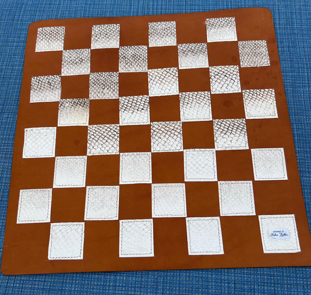 Salmon Leather Checkerboard | Fiskur Leather